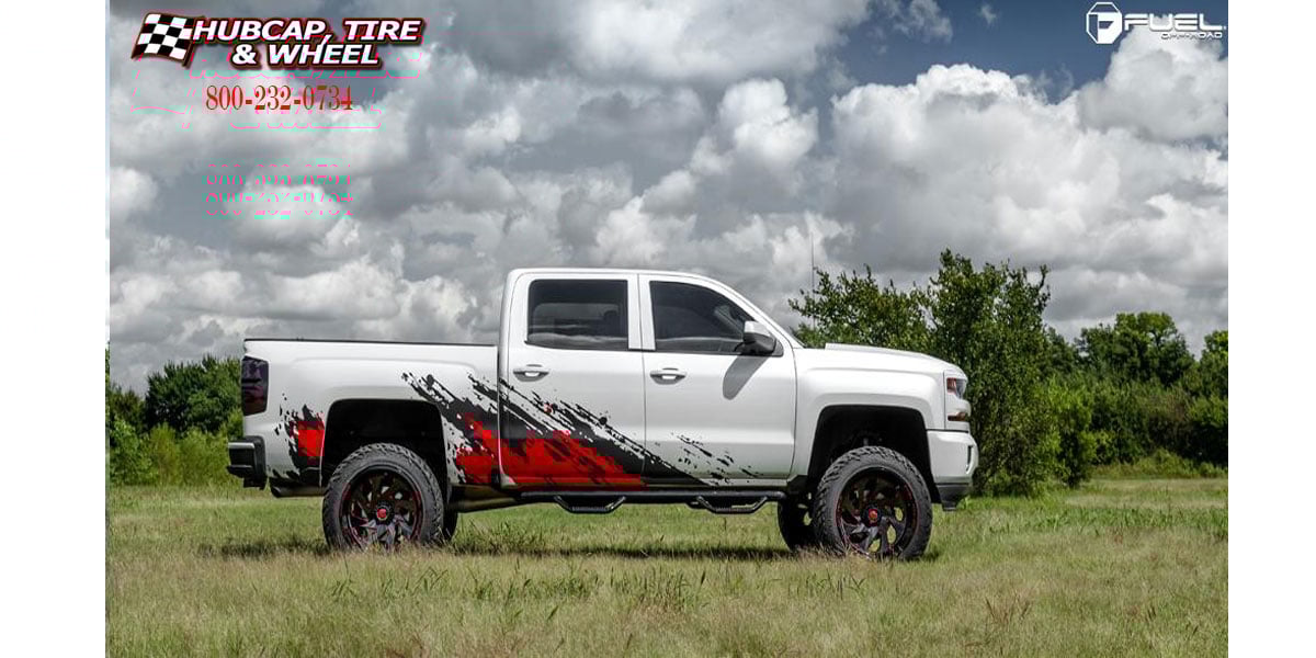 Chevrolet Silverado 1500 Fuel D638 Gloss Black w/ Candy Red Accents 22 X 12