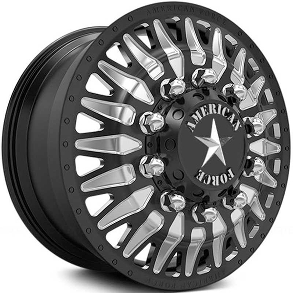 22x8.25 American Force Dually EVO Black Textured-Solid HPO Wheels and Rims