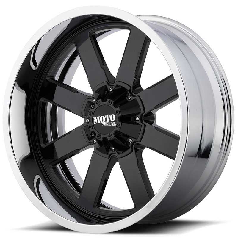 22x10 Moto Metal MO200 Gloss Black Milled Center w/ Chrome Lip REV ...