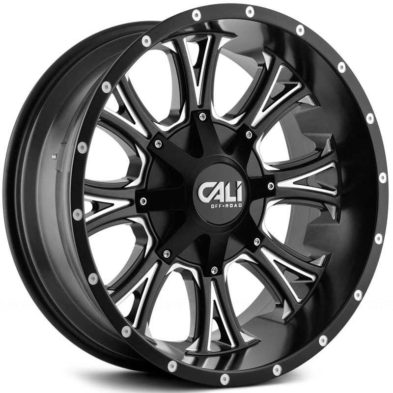 20x12 Cali Off-Road Americana 9101 Satin Black w/ Milled Spokes REV ...