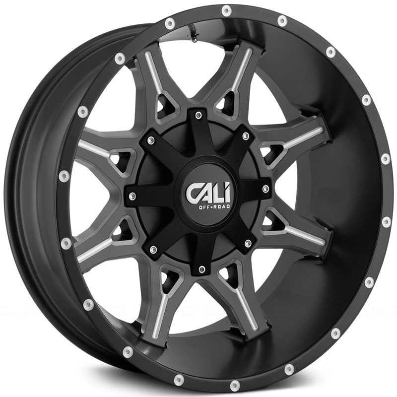 20x10 Cali Off-Road Obnoxious 9107 Satin Black w/ Milled Spokes REV ...