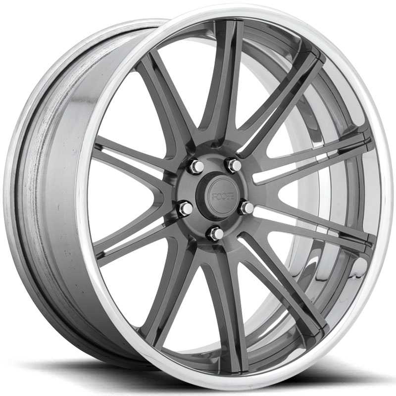 17x8 Foose News F407 Concave Gloss Gray Polished Lip RWD Wheels and Rims