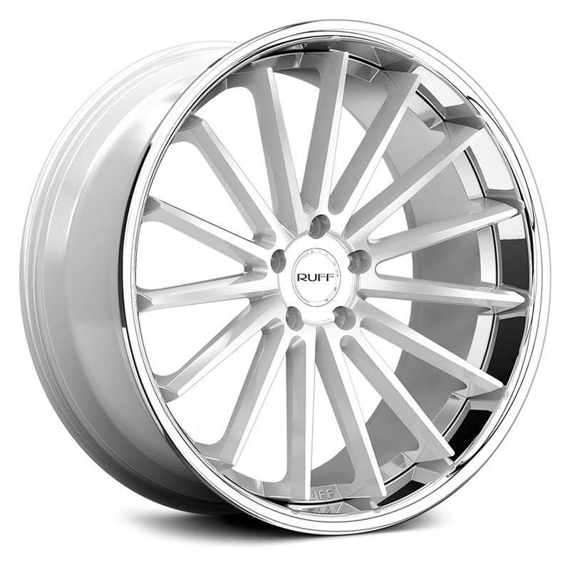 22X10.5 Ruff Racing R03 Gloss Silver w/ Chrome Stainless Steel Lip HPO ...