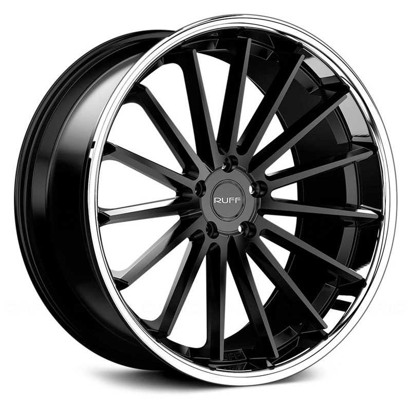 22X10.5 Ruff Racing R03 Satin Black w/ Chrome Stainless Steel Lip MID ...