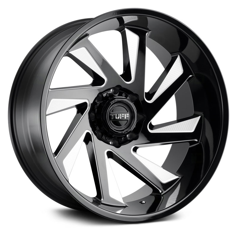 16X8 TUFF T05 Flat Black w/ Machined Face REV Wheels and Rims